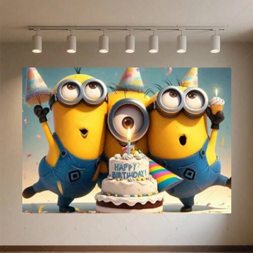 (sk-5-5, 240x180cm) Minions Theme Anime Children Birthday Party Booth ...