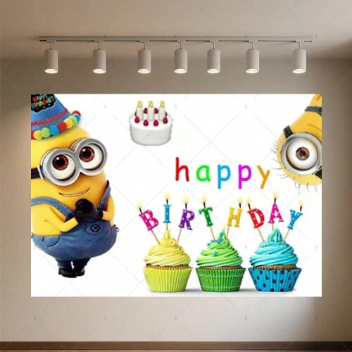 (sk-5-1, 240x180cm) Minions Theme Anime Children Birthday Party Booth ...