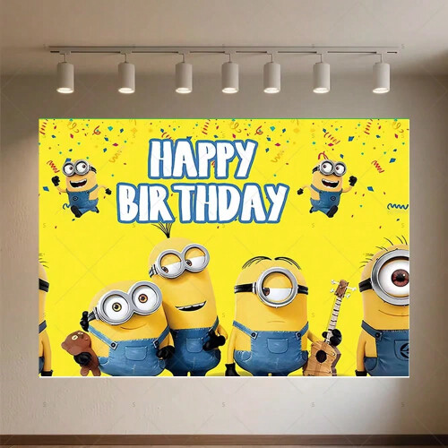 (sk-5-11, 180x120cm) Minions Theme Anime Children Birthday Party Booth ...