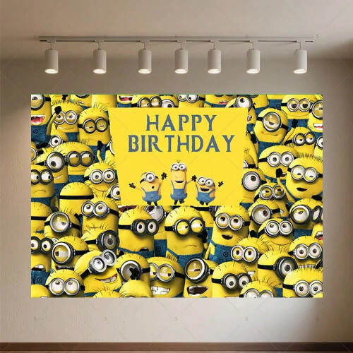(sk-5-4, 270x180cm) Minions Theme Anime Children Birthday Party Booth ...