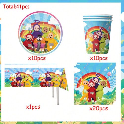 (41pcs) Cartoon Teletubbies Birthday Party Decoration Disposable ...