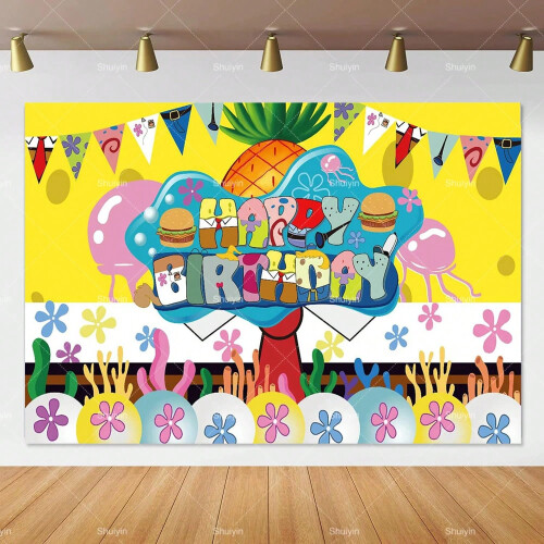 (HC082-6, 180x120cm) Cartoon SpongeBob SquarePants Background Children ...