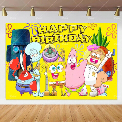 (HC082-2, 180x120cm) Cartoon SpongeBob SquarePants Background Children ...
