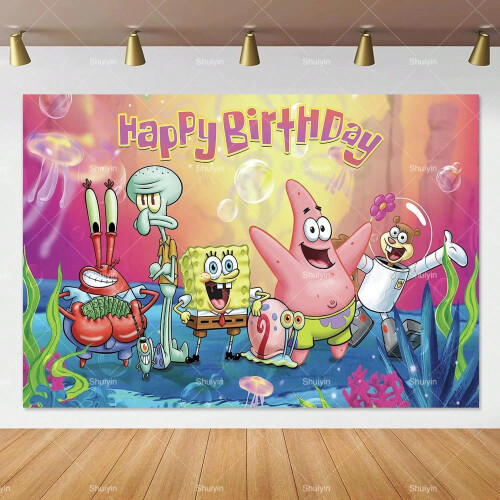 (HC082-11, 150x100cm) Cartoon SpongeBob SquarePants Background Children ...