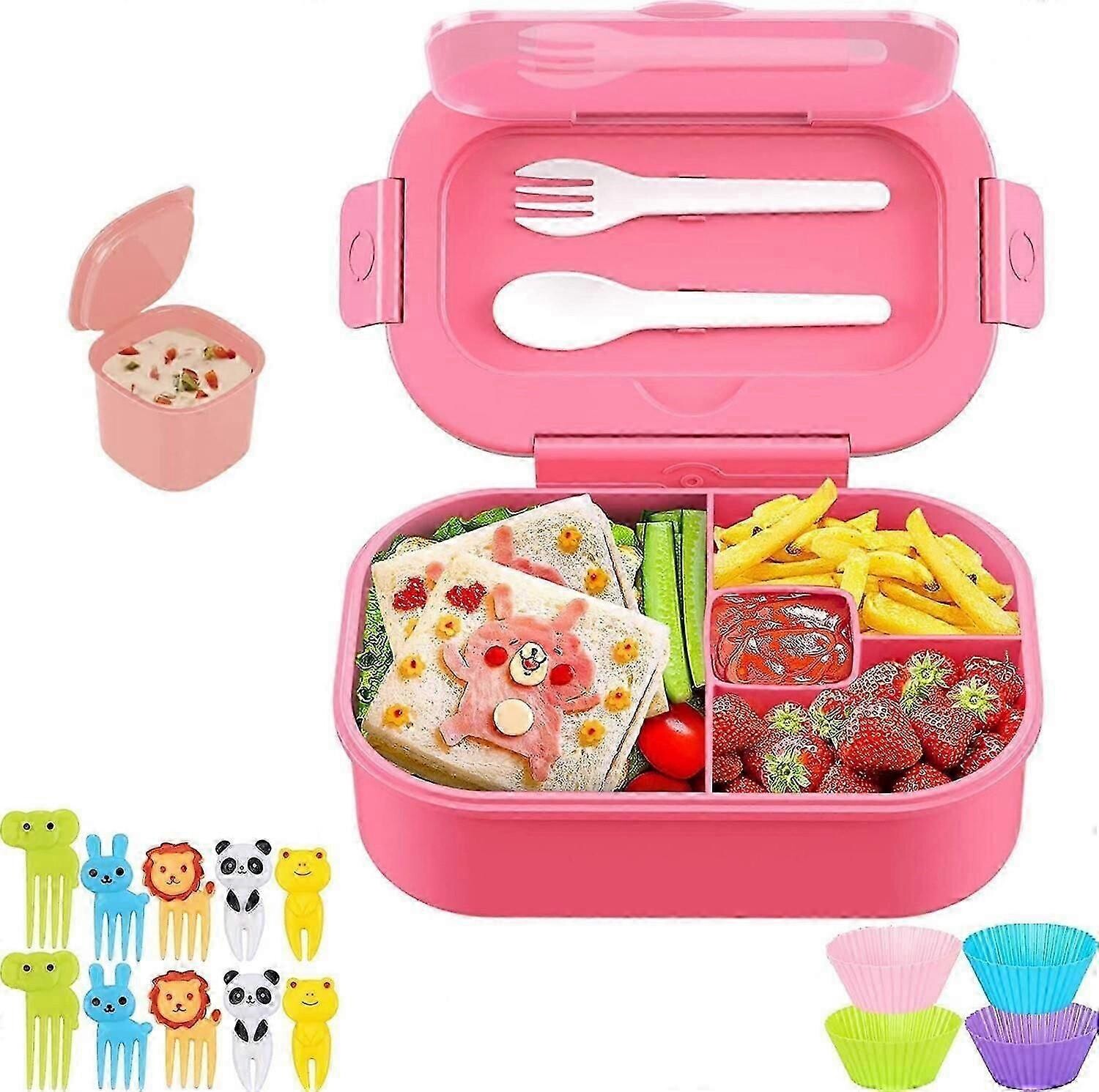 Bento Box Adult Lunch Box, 1300 ML 4-Compartment Bento Lunch Box ...