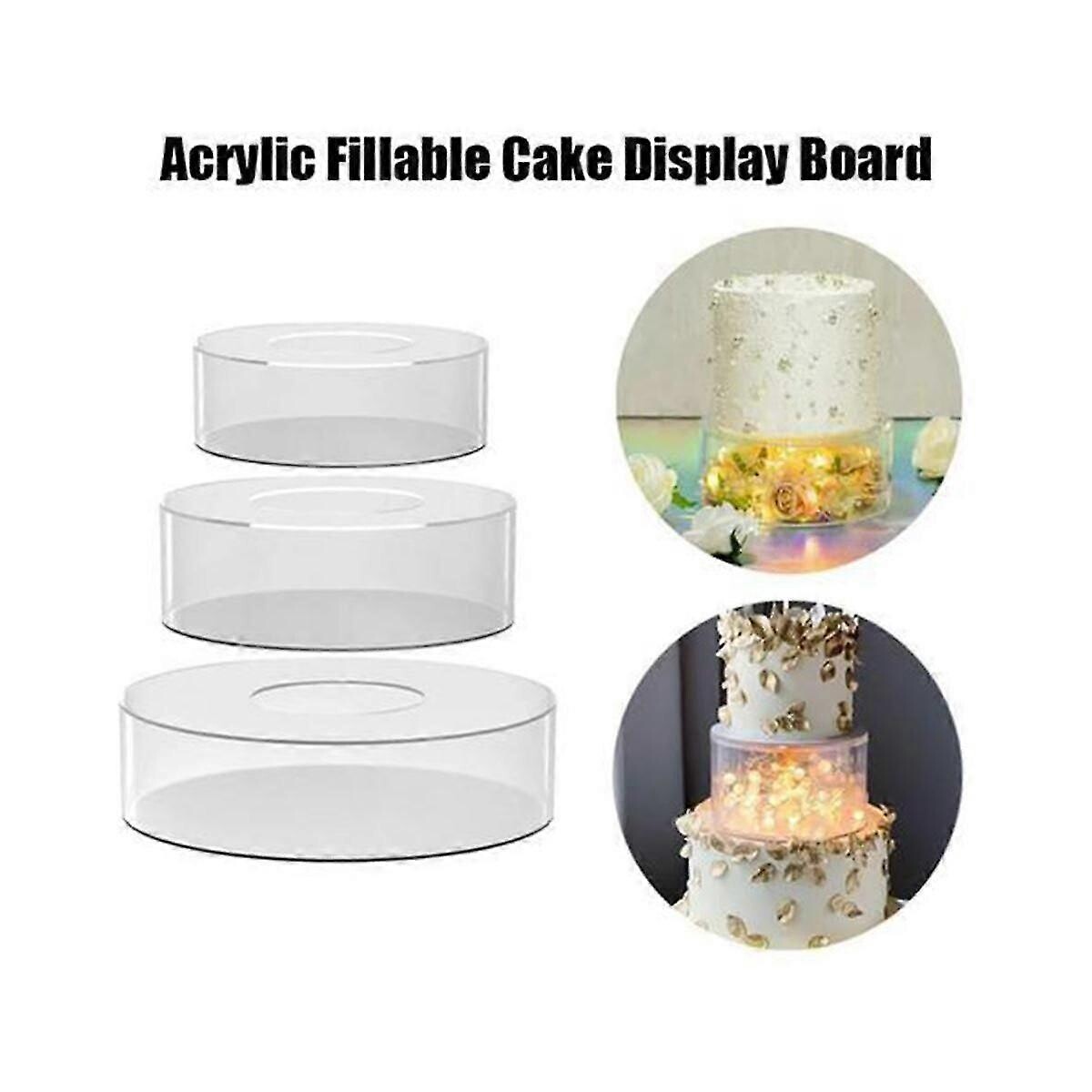 Clear Acrylic Cake Stands, Fillable Cake Box, Round Cake Display Box ...