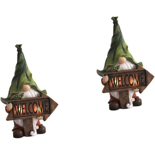 2Pcs Solar Power Gnome Home Decoration Outdoor Lawn Ornaments GNOME ...