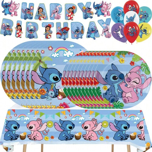 Disney Lilo&Stitch Birthday Decoration Tableware Plates Cups Cartoon ...