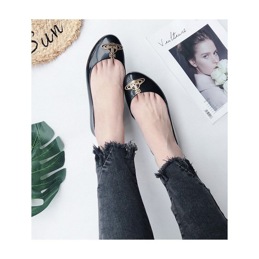 (black, 38) Women's Flat Shoes Jelly Planet Flats Plastic Pumps Jelly ...