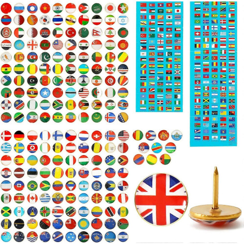 (As show, One size) 200 Pcs National Flag Pins World Push Pins Thumb ...