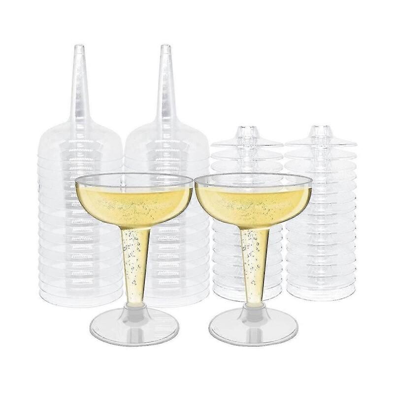 50 Pack Plastic Goblet, 4oz Stem Disposable Martini Glasses for Parties ...