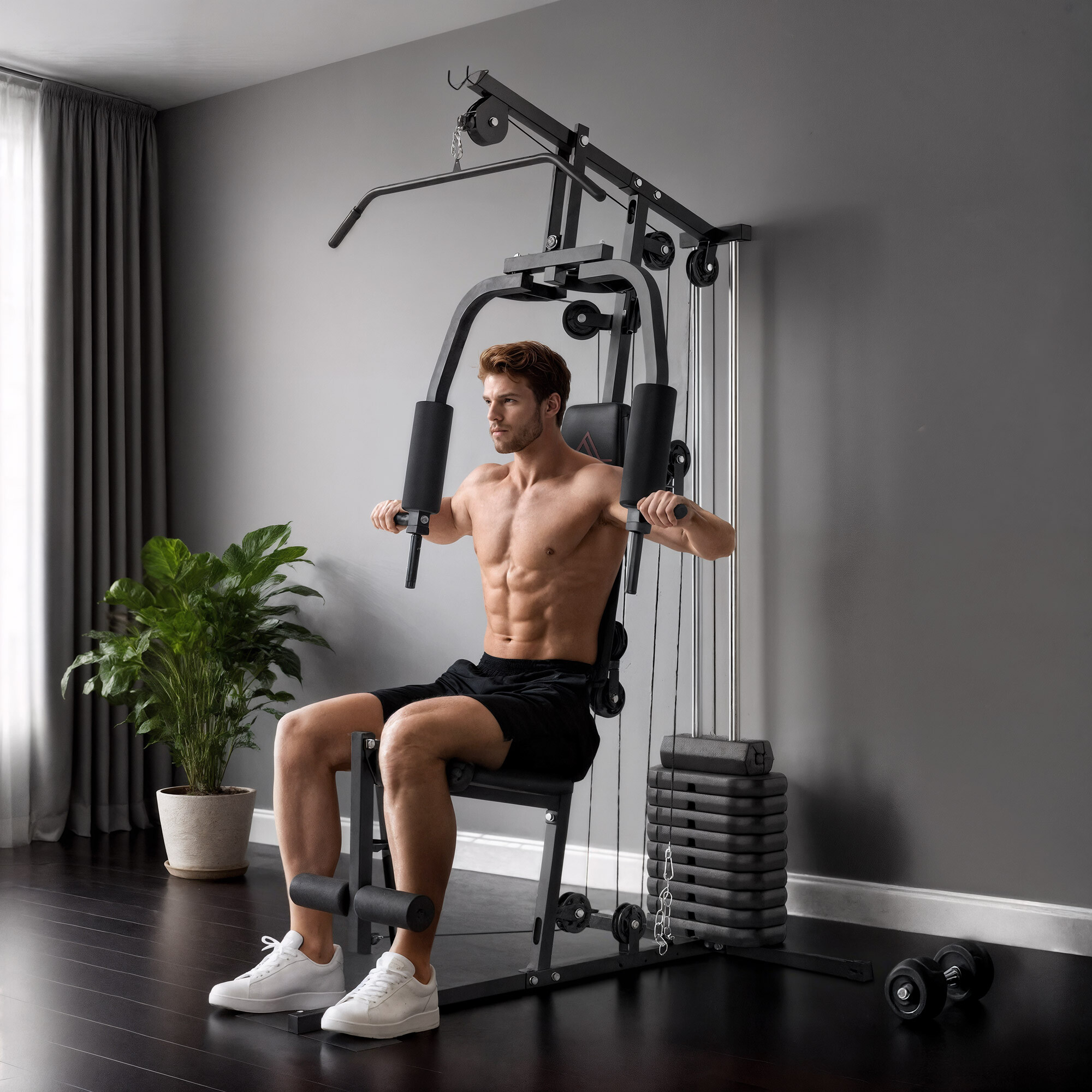 HOMCOM Multifunction Home Gym Machine with 45kg Weights for Full Body ...