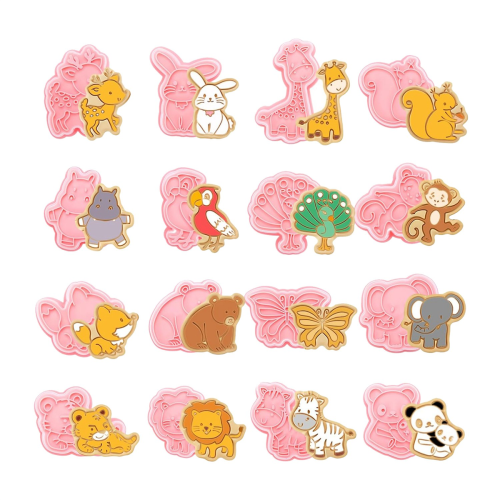 16 PCS Animal Cookie Cutters Set,3D Shape Cutters, Series Biscuit with ...