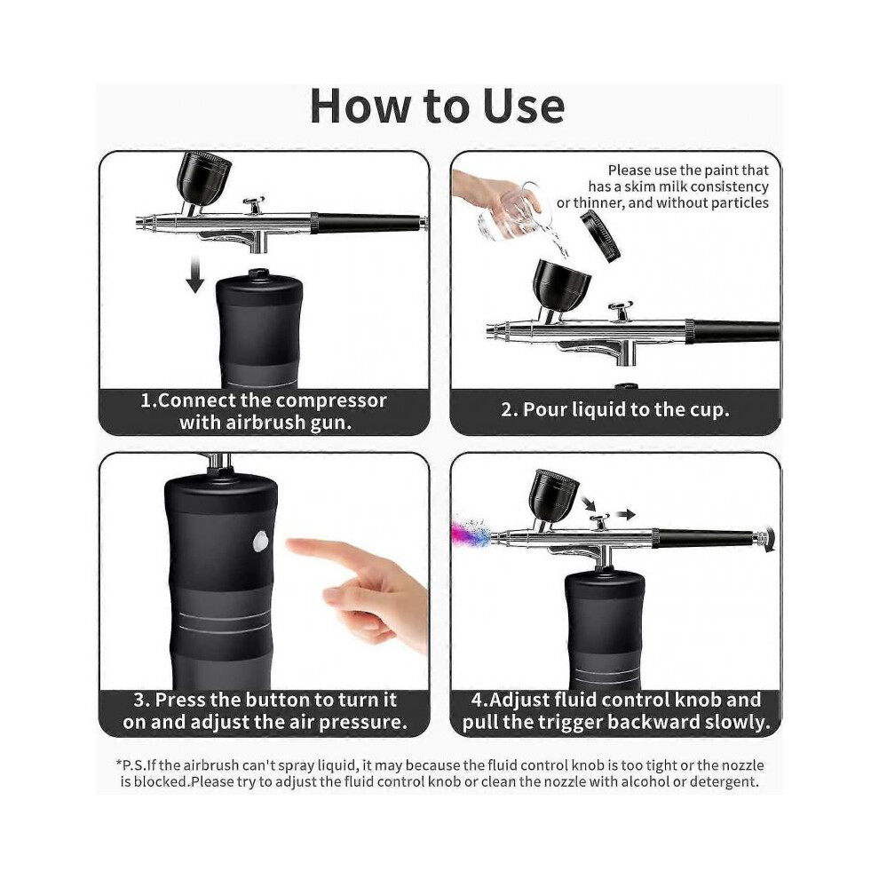 Airbrush Kit with Compressor Portable Mini Air Brush Spray Gun with ...