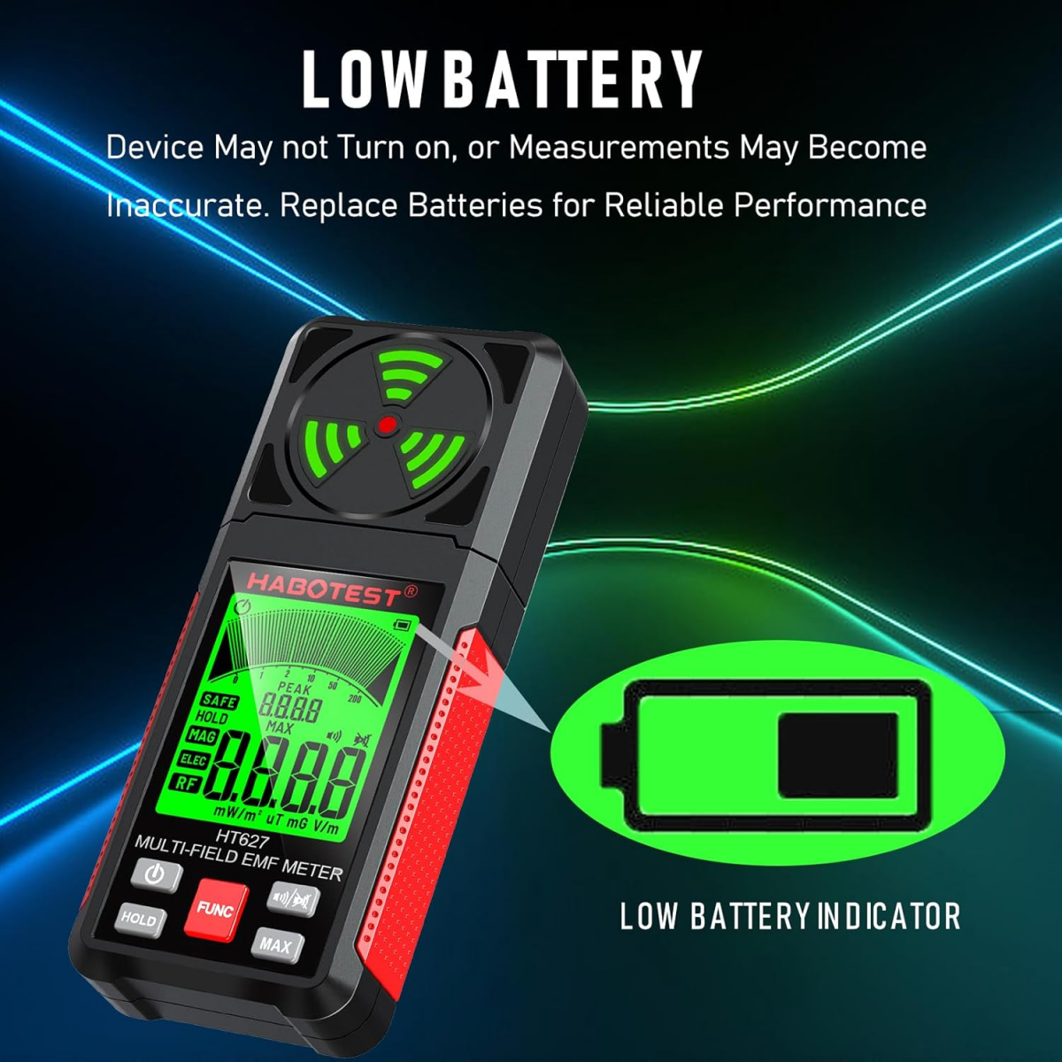 Compteur EMF, détecteur EMF 3 en 1, détecteur de rayonnement de champ électromagnétique ...