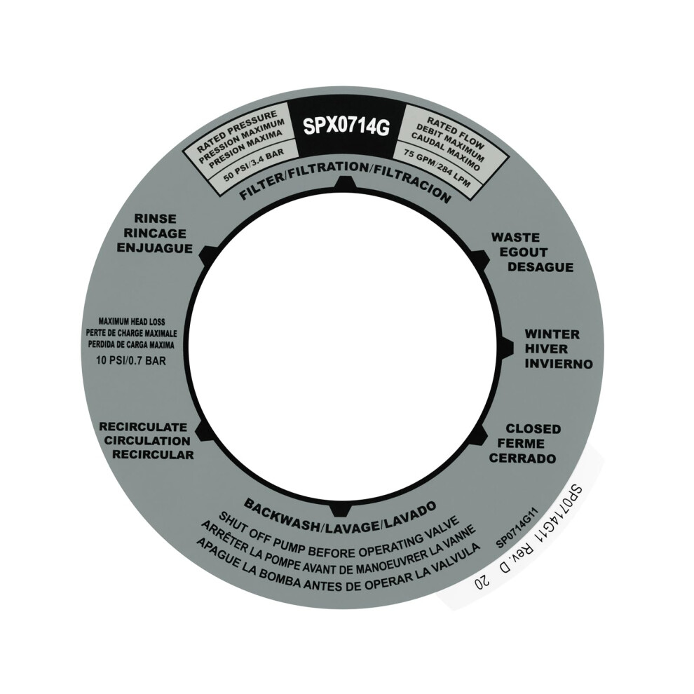 JIOTAR SPX0714G Sand Filter Valve Label Sticker for Hayward Multiport ...