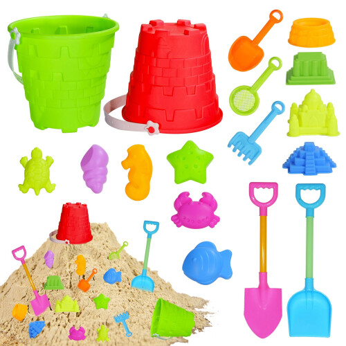 Holady 18 Pcs Beach Sand Toys Set for Kids includes Beach Toys Castle ...