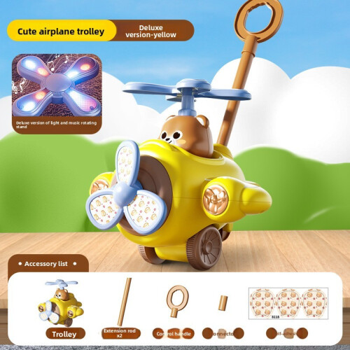 (StyleC) Walker Aircraft Bear Baby Push Pull Toy With Light And Music ...