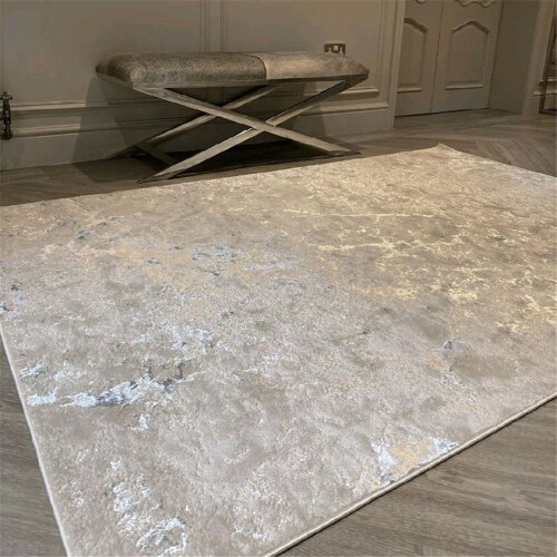 (Mink, 60x100cm) Premium Marble Effect Rug Elegant Textured Design ...