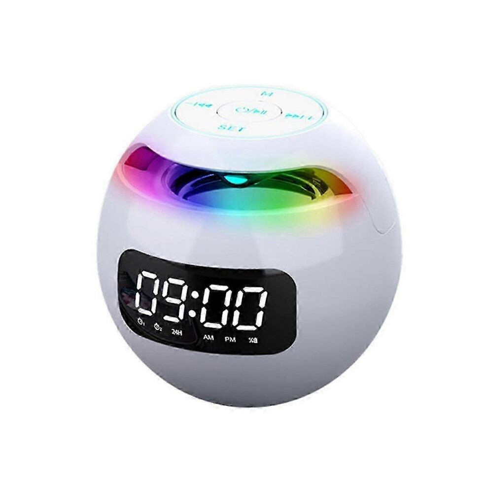 (White) Portable wireless alarm clock bluetooth speaker on OnBuy