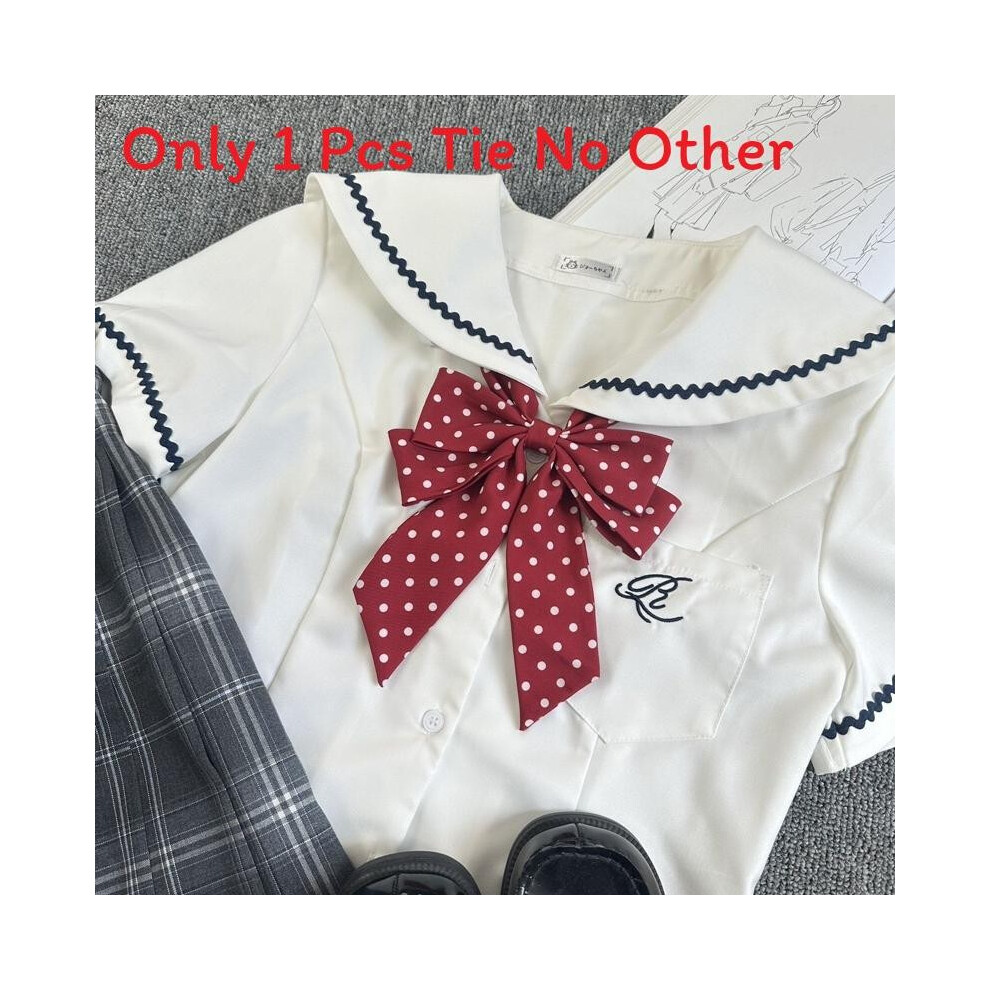 (Red Double Layer) Tie Style Academy Joshi Kōsei Uniform Solid Color ...