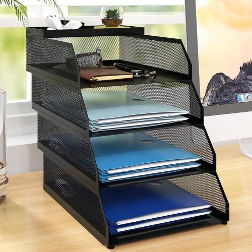PUNCIA 4 Tiers Office Filing Trays for Desk Tidy Organiser Stackable ...
