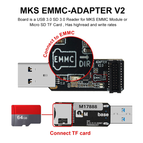 Adaptador USB 3.0 para lector de tarjetas MKS EMMC V2, tarjeta Micro-SD TF y MKS Pi on OnBuy