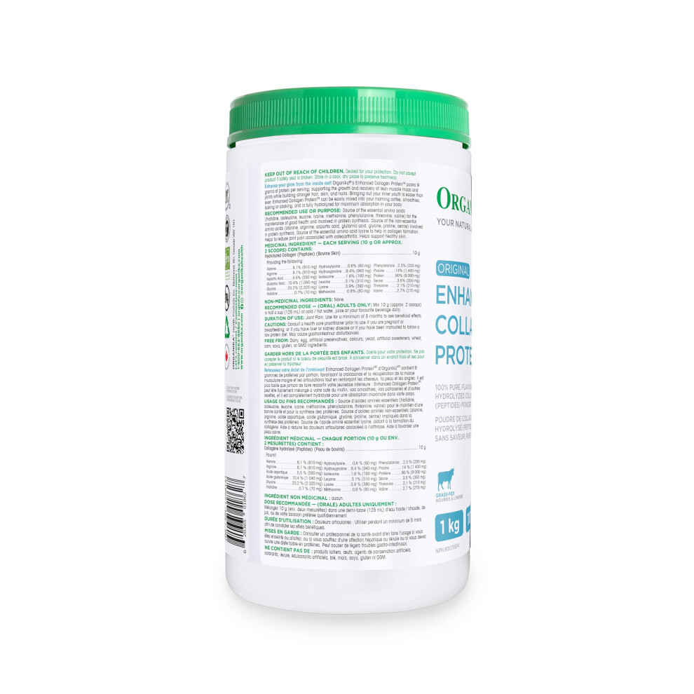 Organika Original Enhanced Collagen, 100% Pure, flavourless hydrolyzed ...