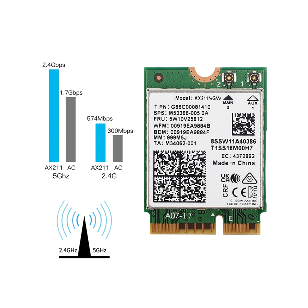 AX211NGW WiFi 6E M.2 Key E CNVio2 Dual Band Wireless Network Card on OnBuy