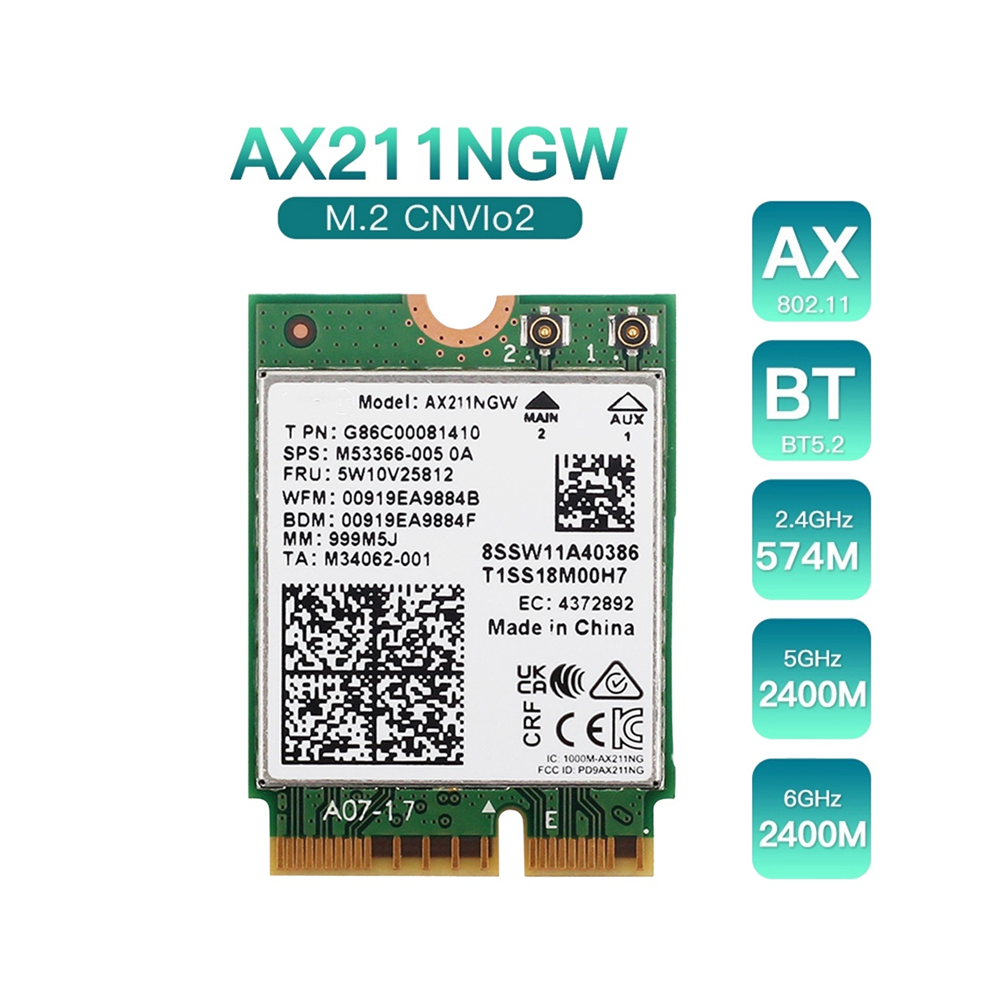 AX211NGW WiFi 6E M.2 Key E CNVio2 Dual Band Wireless Network Card on OnBuy