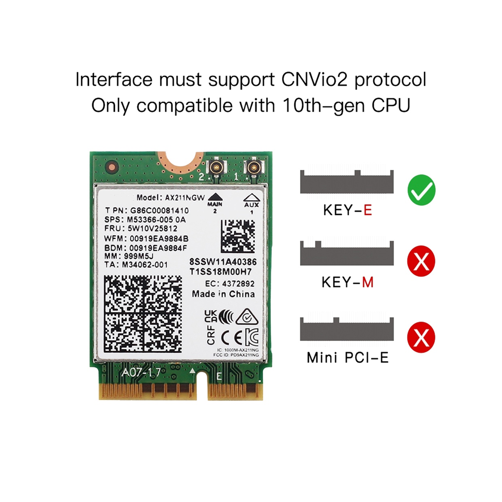 AX211NGW WiFi 6E M.2 Key E CNVio2 Dual Band Wireless Network Card on OnBuy