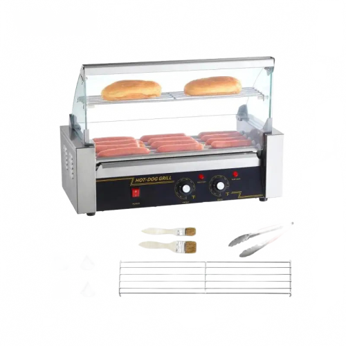 Stainless Steel 5-Roller Hot Dog Grill Cooker with Dual Temp Control ...