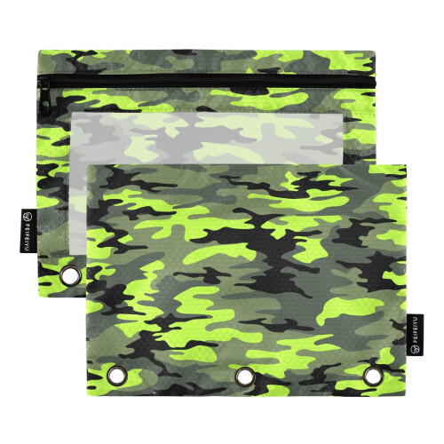 Coikll Green Black Camo Pencil Pouch Fits standard 3-ring binders ...
