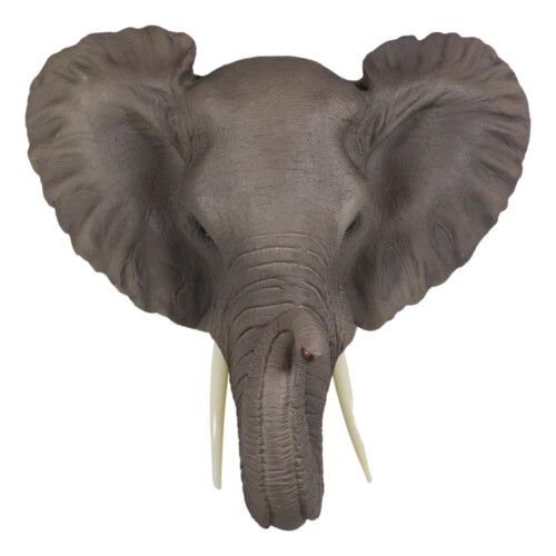 Ebros Safari African Bush Elephant With Trunk Up Wall Bust Sculpture ...