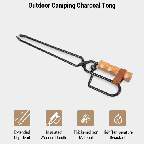 Wooden Handle BBQ Charcoal Clip Portable Fire Tongs Duck-Billed Tong ...