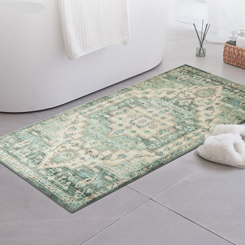 (60 x 110 cm (2 ft x 3 ft 7 in)- Large Door Mat/Bath Mat, Olive Green ...