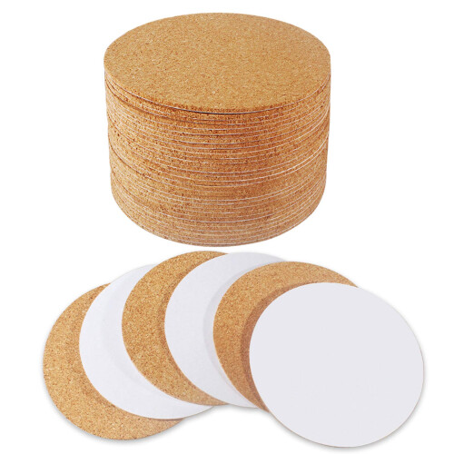 30 Pack Self-Adhesive Cork Round 4 Cork Tiles Cok Bcking Sheets Cork ...