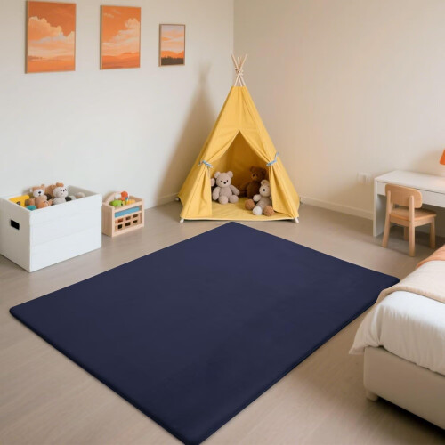 (180 × 200 cm (Rectangular), Dark Blue) 3CM Thick Baby Crawling Mat ...