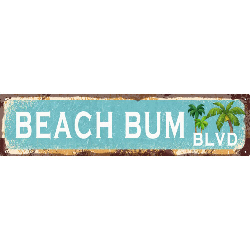 Letrero de hojalata vintage de metal retro Beach Bum Blvd, elegantes ...