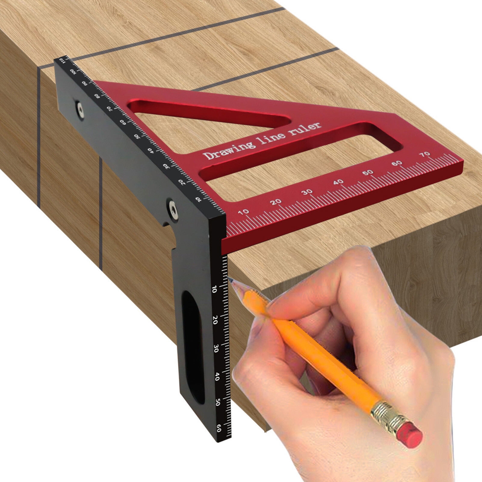 Woodworking Triangle Ruler Square Ruler 45 90 Aluminum Alloy Carpenter ...