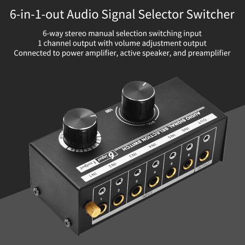 6-in-1-out Audio Signal Selector Switcher 6 Input & 1 Output Source ...