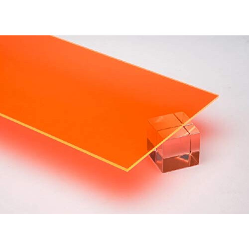 1/8" (0.118") Orange Neon Fluorescent Acrylic Plexiglass Sheet 12"x12 ...