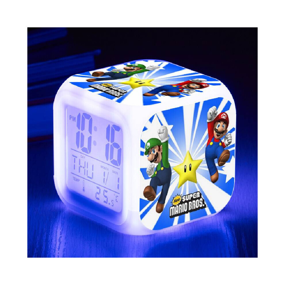 (Stil A) Mario Super Bros Led Farbwechsel Wecker Mode Cartoon Urlaub ...