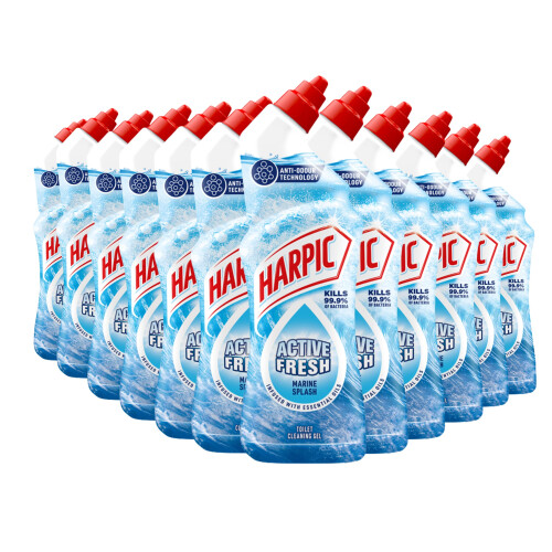 Harpic Active Fresh Toilet Cleaning Gel, Marine Splash, Pack 12 x 750 ...