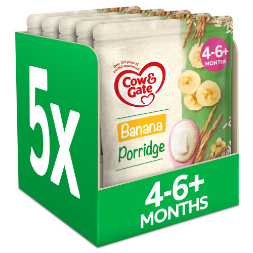 Cow & Gate Banana Porridge Baby Food Cereal, 4-6+ Months, 125g (Pack of ...
