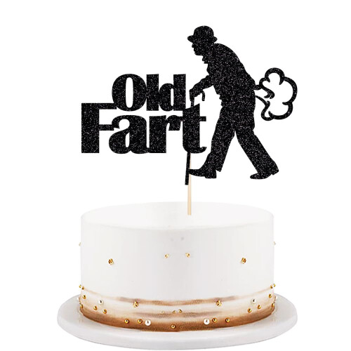 Black flash Old Fart Birthday Cake Topper Humorous old man and old ...