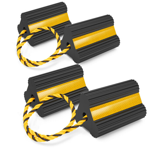 SHALL Wheel Chocks [2pair/4pack with Rope] Versatile Heavy Duty Rubber ...