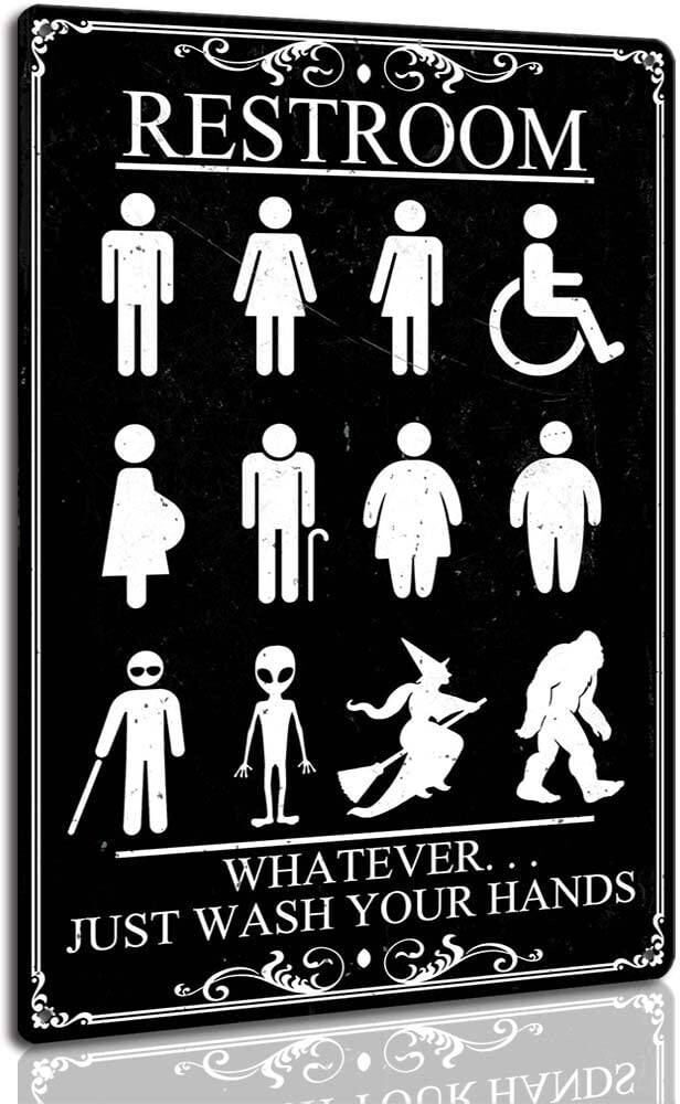 Funny Restroom Sign Just Wash Your Hands Vintage Metal Aluminum Signs ...
