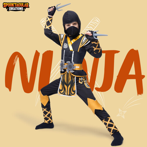 Spooktacular Creations Kids Golden Ninja Costume Child Boy Ninja ...