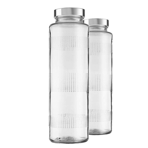 Vency 750ml Glass Water Bottle with Leak-Proof Airtight Stainless Steel ...
